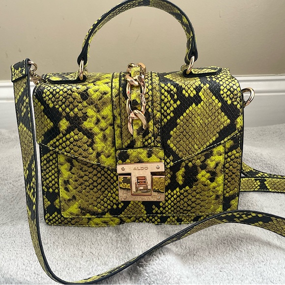 Aldo | Bags | Aldo Neon Green And Black Snake Skin Mini Cross Body Bag ...
